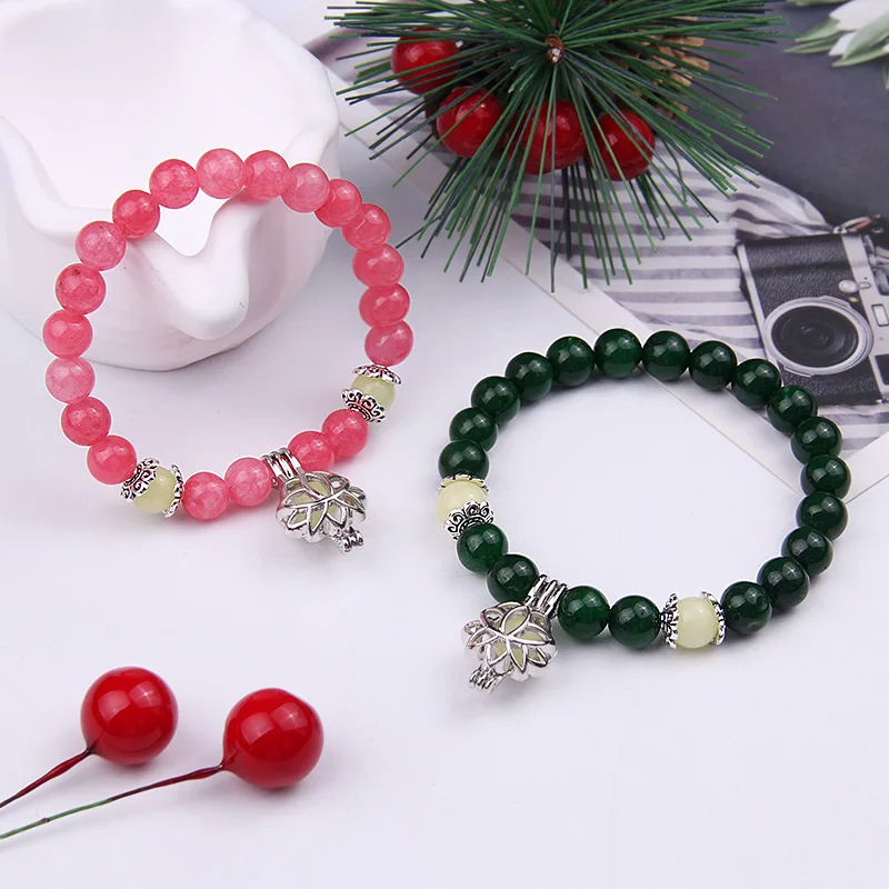 Pink-Luminous-Lotus-Rosary-Bead-Bracelet-Black-Gallstone-Agate-Stone ...