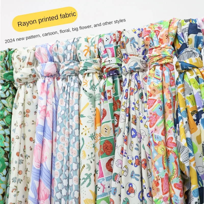 Thin-Printed-Rayon-Fabric-Summer-By-The-Meter-for-Dress-Pajamas-Clothes ...