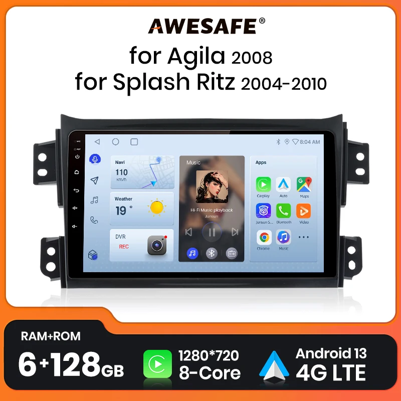 AWESAFE-PX9-Wireless-CarPlay-Autoradio-for-SUZUKI-Splash-Ritz-2004-2010 ...