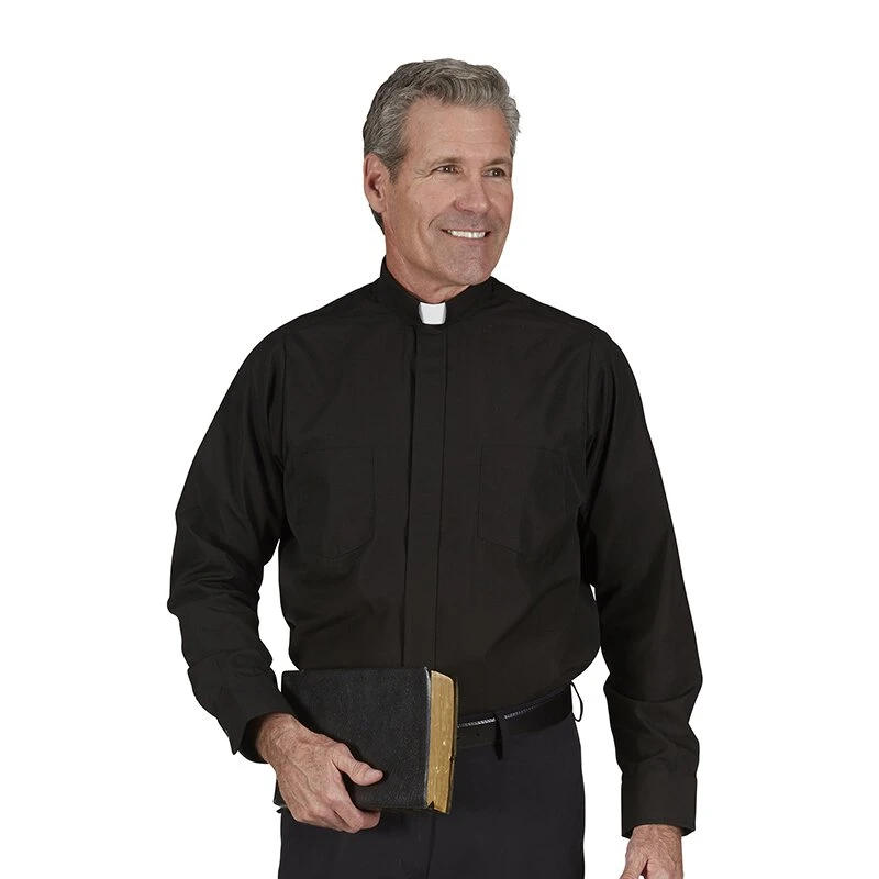 Men's Tab Collar Long Sleeves Clergy Shirt For Priest Pastor Preacher ...