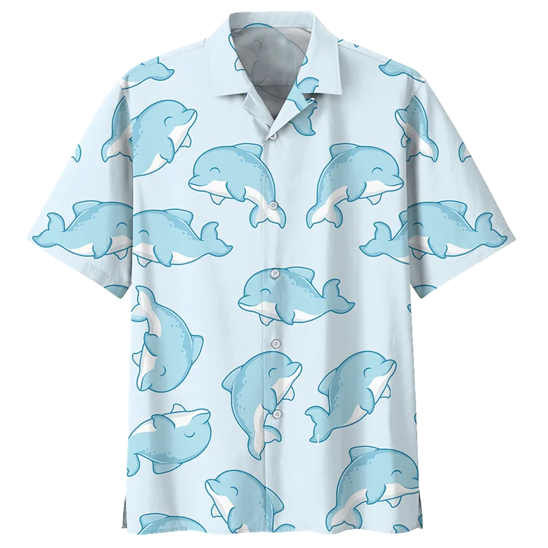 Cute-Ocean-Dolphin-Pattern-Aloha-Shirt-For-Men-3D-Printed-Sea-Animal ...