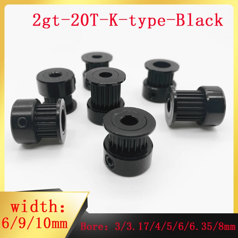 3D printer parts GT2 black Timing belt pulley 2GT 20 tooth aluminum ...