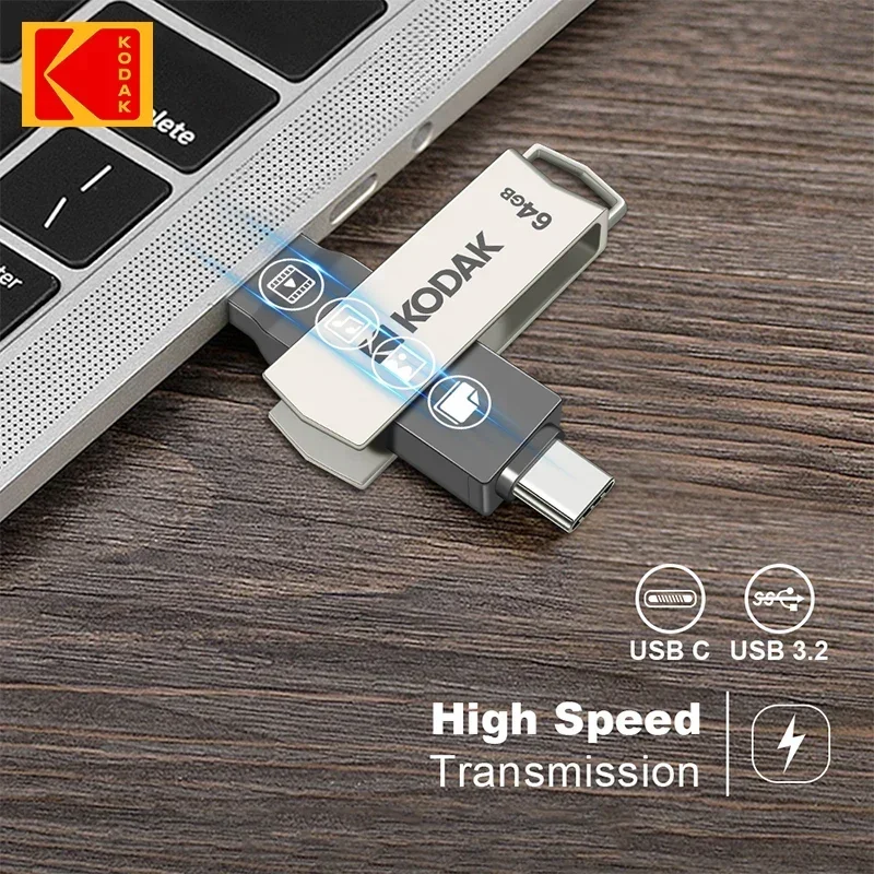 KODAK-USB3-2-Type-C-Flash-Drive-256GB-128GB-32GB-Pendrive-High-Speed ...