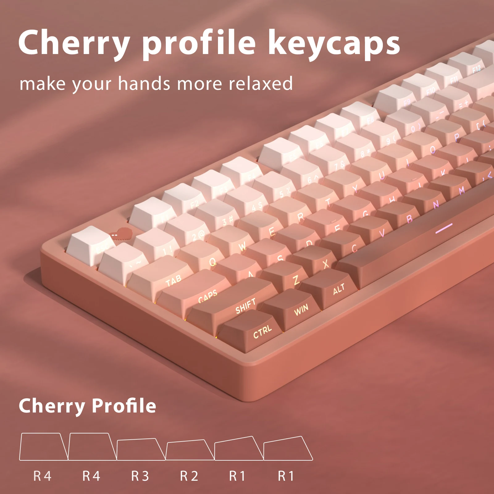 KBDiy-133-Keys-Caps-PBT-Gradient-Pink-Keycaps-Cherry-Profile-Side-Print ...