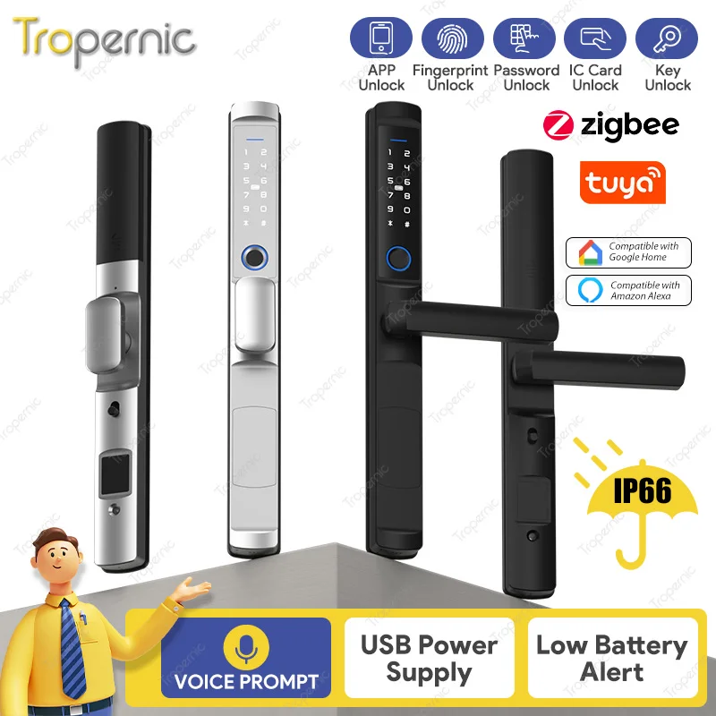 Waterproof Tuya zigbee Biometric Fingerprint Door Locks Electronic ...