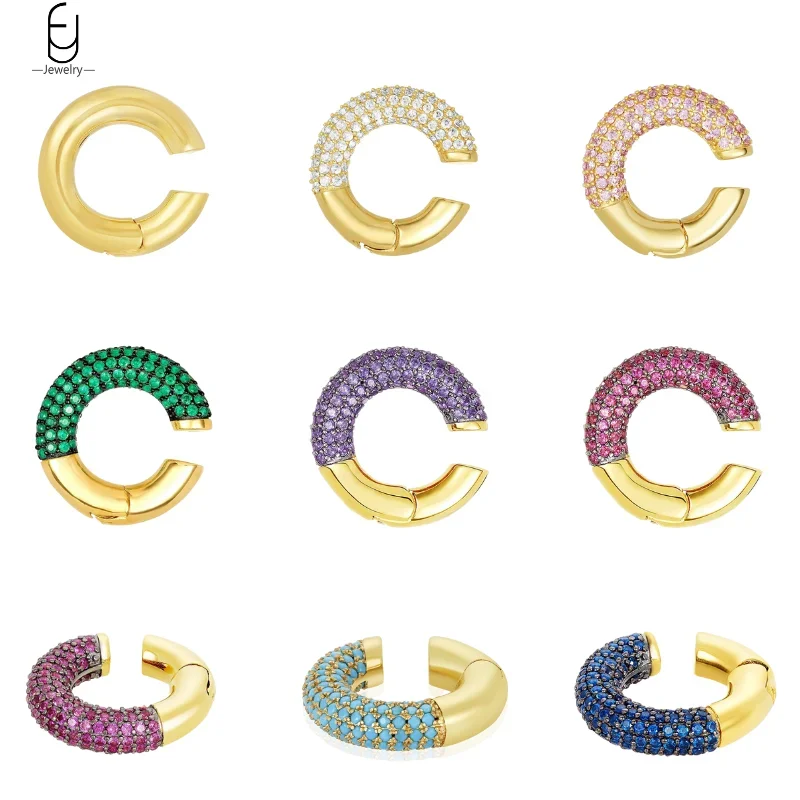 1PCS 24k Gold-Plated Bohemia C Shape Earrings For Women No Piercing Ear ...