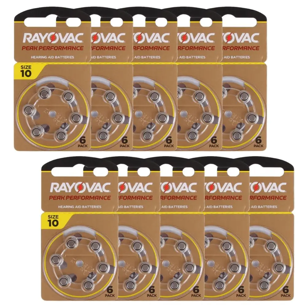 60Pcs-Hearing-Aid-Batteries-10-A10-ZA10-10A-P10-PR70-Rayovac-Peak-High ...
