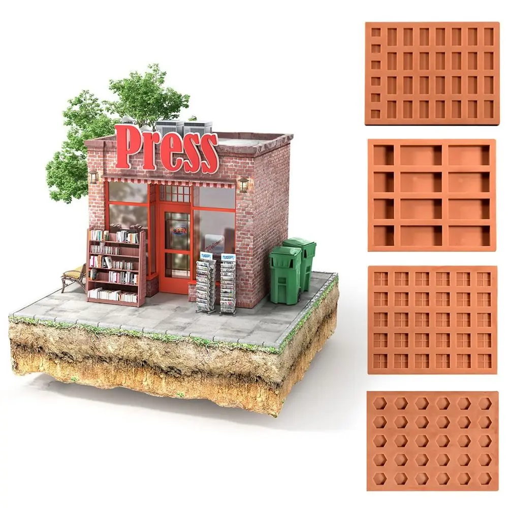 Red Mini Brick Silicone Mold Silicone Construction Material Tile Model ...