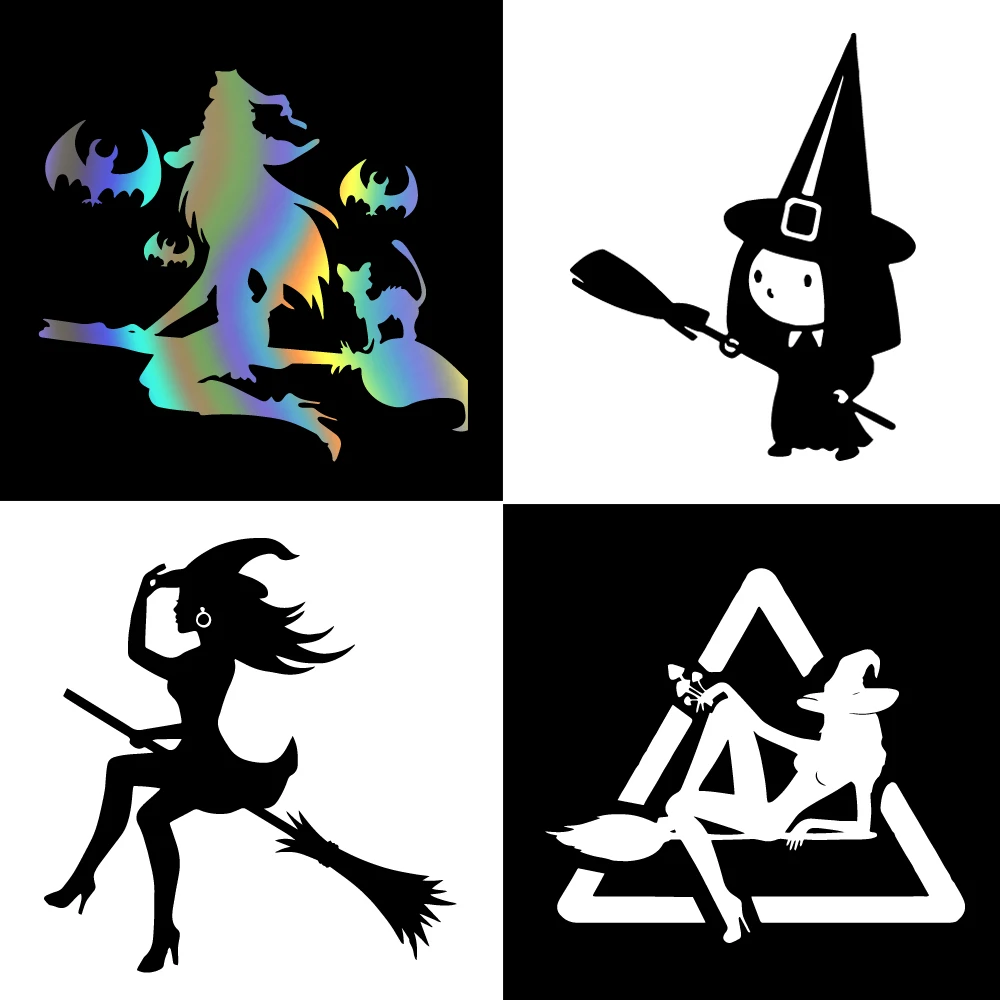 Diy-Halloween-Witch-Flying-On-Broom-Car-Stickers-Window-Decor-Witch ...