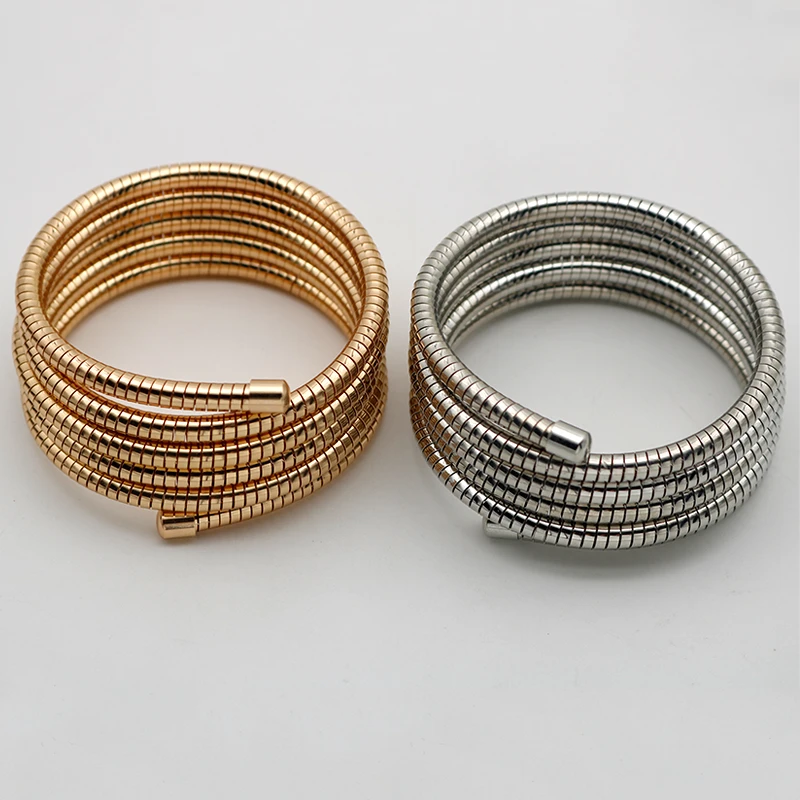 Thick Spring Metal Bangles For Women Multi Layer Stretch Design Heavy ...
