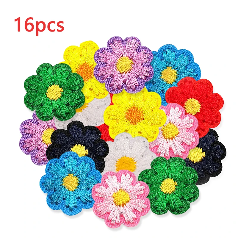 16-Pcs-Flower-Lot-Embroidered-Patches-For-Clothing-Small-Stripes ...