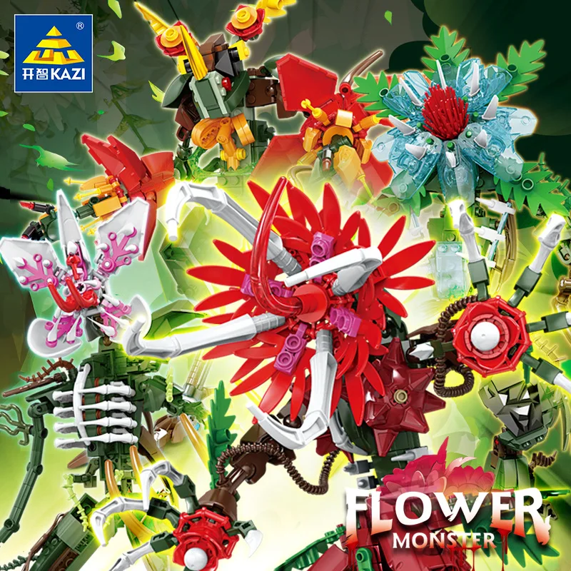 KY81129-32 DIY MOC Flower Orchid Giant Monster Biochemical Mech ...