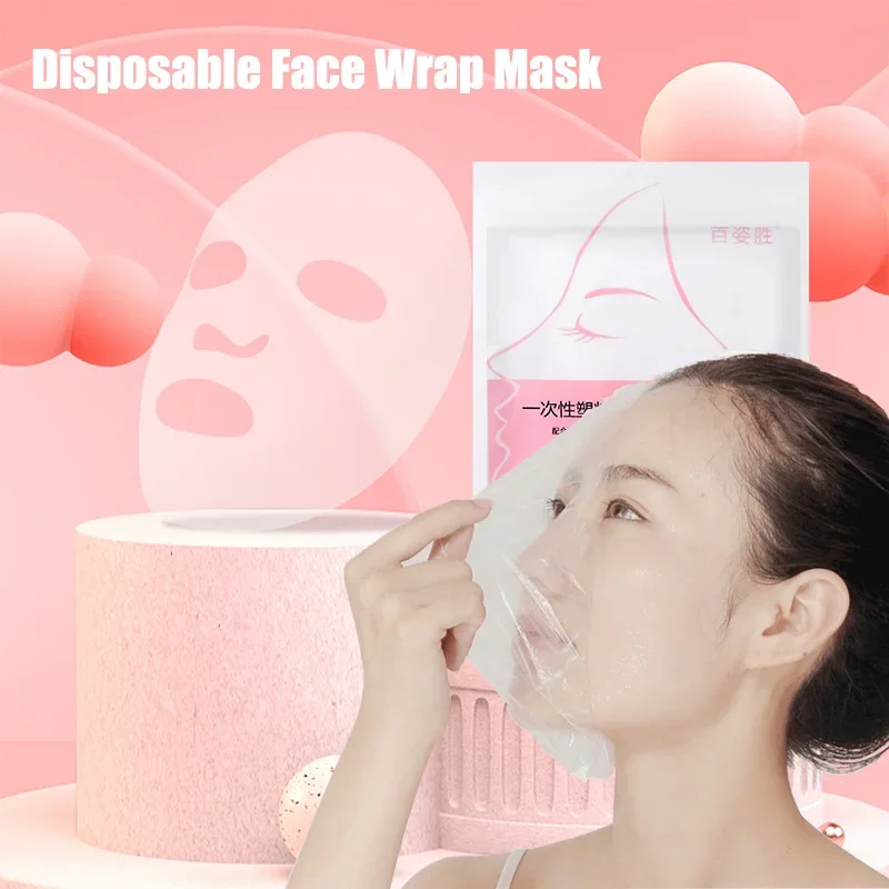 100PCS-PE-Plastic-Wrap-Mask-Disposable-Face-Plastic-Film-Moisturizing ...