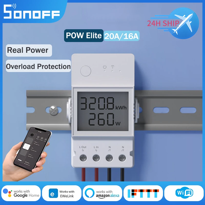Sonoff Pow Elite 16a/20a Smart Power Meter Switch Esp32 Chip Lcd Screen ...
