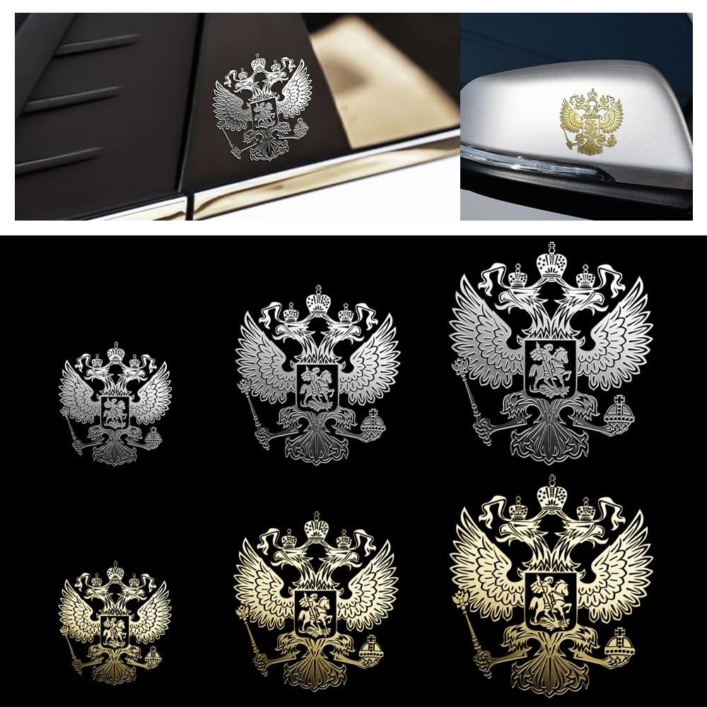 1-2PC-Coat-of-Arms-of-Russia-3D-Nickel-Metal-Car-Sticker-Russian ...
