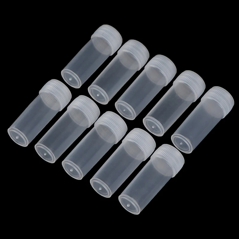 100Pcs 5ml Leak-proof Plastic Test Tubes Screw Cap Bottles For School ...