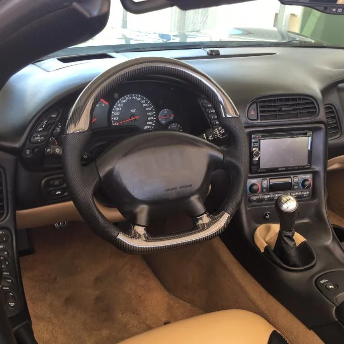CARBON FIBER Steering Wheel For Chevrolet Corvette C5 Z06 97-04 Suede D ...