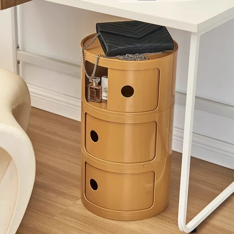 Nordic Round Simple Nightstands Plastic Bedroom Bedside Cabinets ...