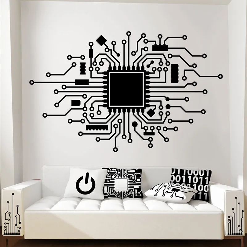 Circuit-board-wall-sticker-IT-computer-CPU-chip-game-technology-network ...