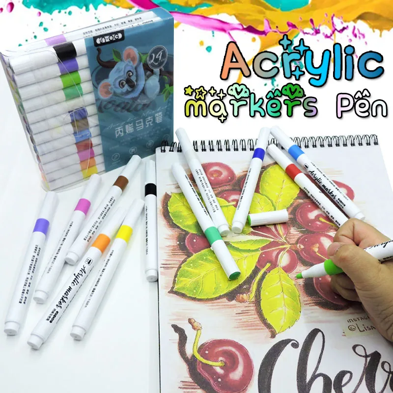 12-36-60color-Acrylic-Paint-marker-Pens-For-Rock-Painting-Canvas-DIY ...