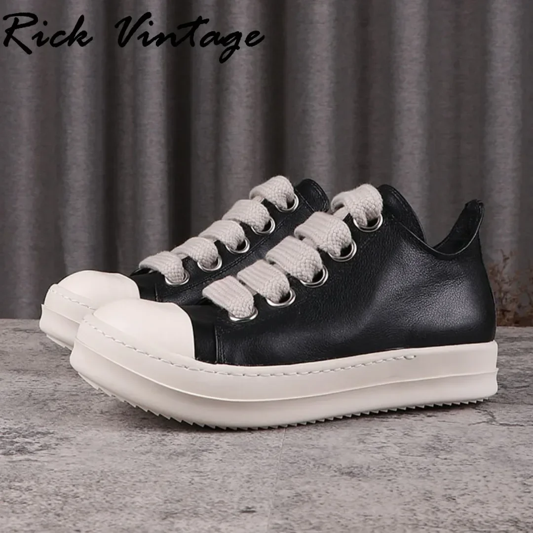Rick-Vintage-Men-Jumbo-Laces-Casual-Shoes-Real-Leather-Flats-Low-Top ...