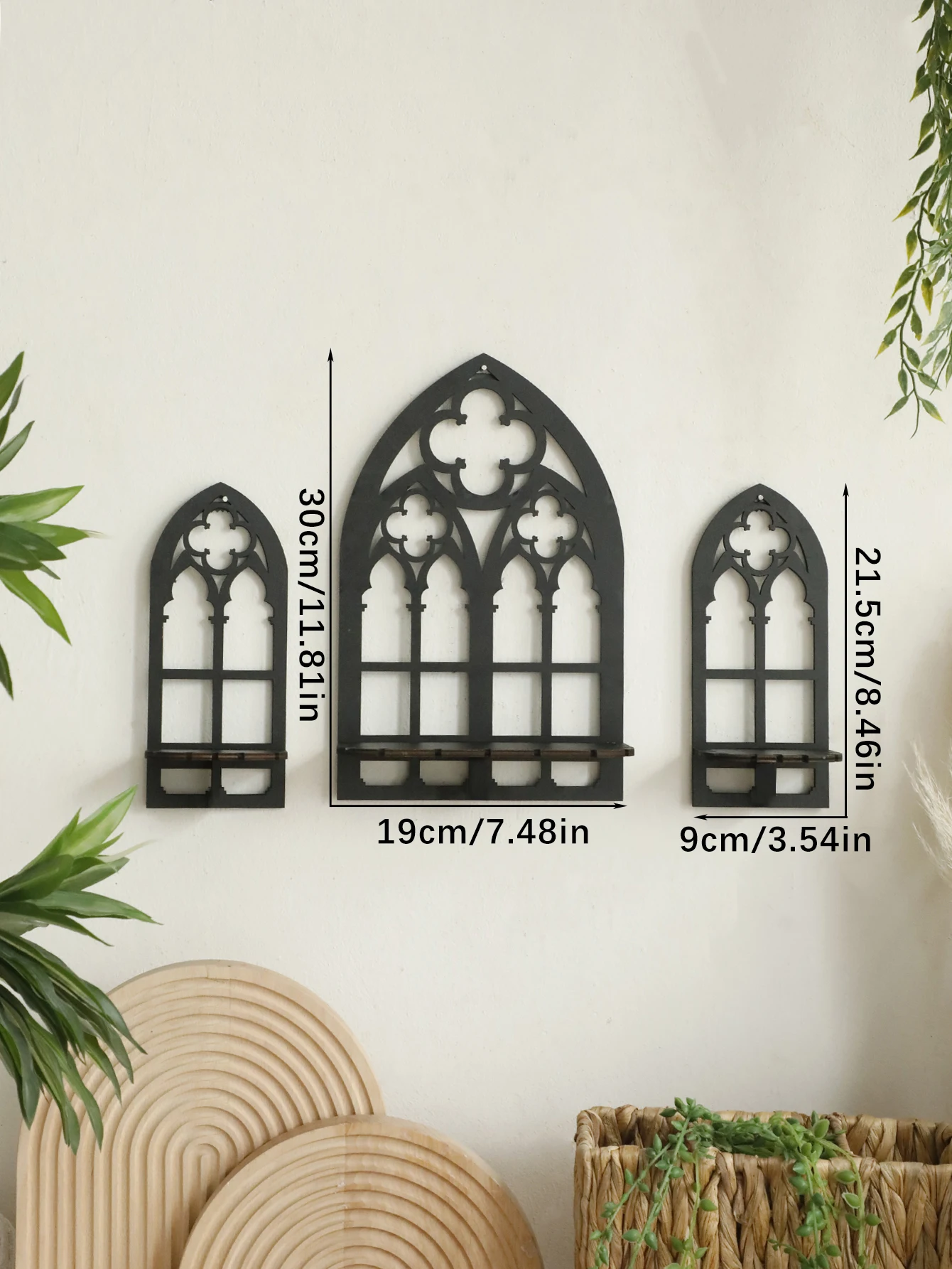 1/3Pc Gothic Wooden Hollow Wall Decoration Wall Decor Vintage Cathedral ...