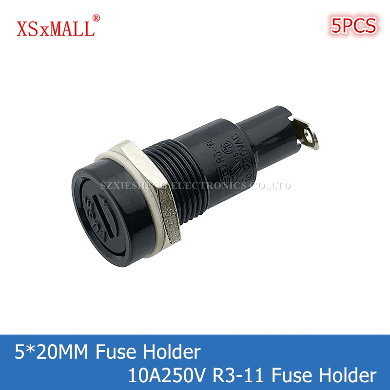 5PCS-5-20MM-Fuse-Holder-R3-11-Fuse-Holder-10A250V-Panel-Mounting-High ...
