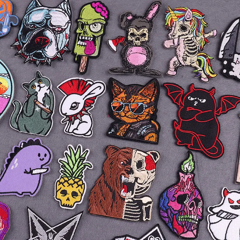 Cool-Animal-Patch-Iron-On-Patches-For-Clothing-Punk-Embroidery-Patch-On ...