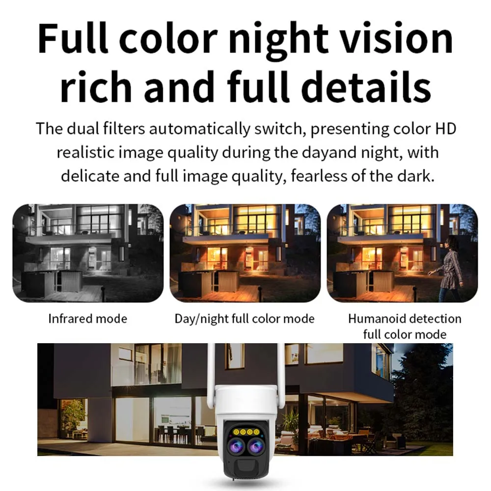 4G Kettős Lencse Napenergia -Kamera 2K 10X Zoom Wifi Kültéri Vezeték ...