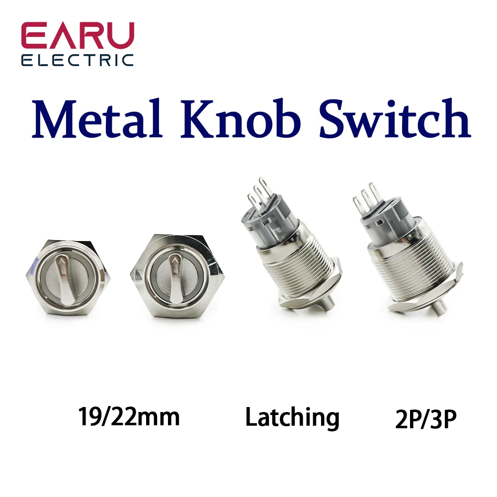 19mm-22mm-2-3-Position-Push-Button-Switch-DPDT-Selector-Knob-Rotary ...