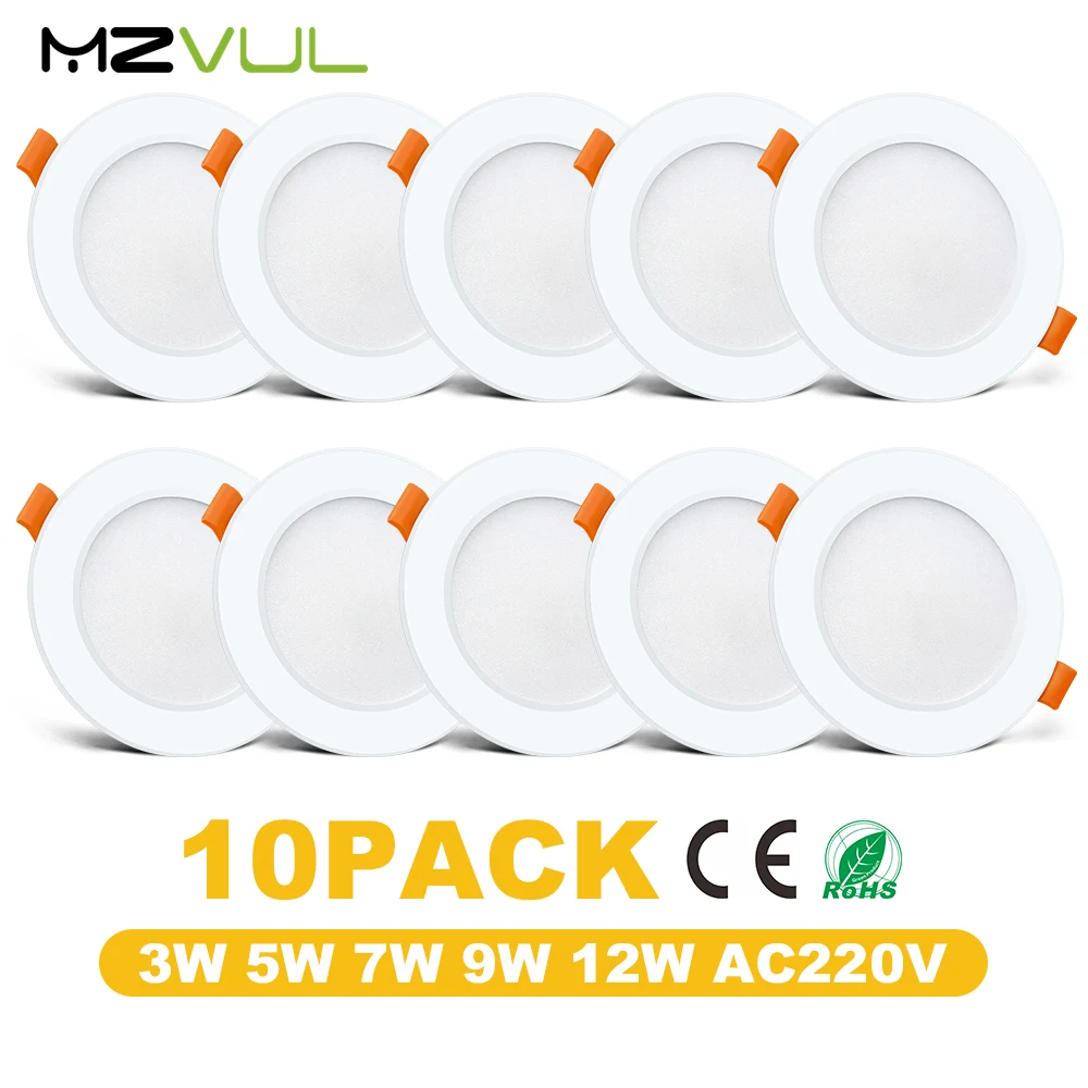 10PCS-LED-Downlight-Recessed-Round-Ceiling-Light-3W-5W-7W-9W-12W-Led ...