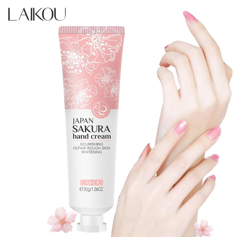 LAIKOU Crema de manos japonesa Sakura para mujer, loción hidratante, antigrietas, blanqueamiento ...