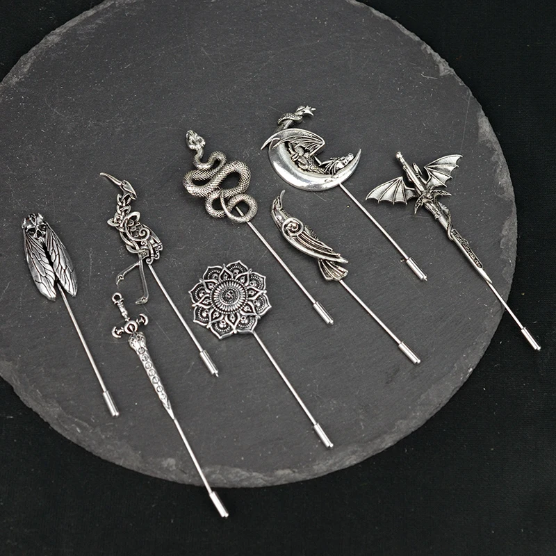 Witch Sword Snake Dragon Moth Lotus Crow Celtics Crane Brooch Pin ...