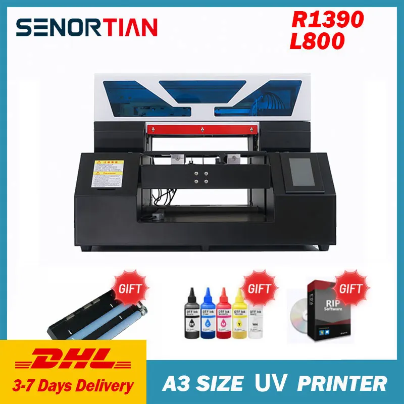 A3 19 UV Drucker A3 A4 EPSON 1390 L800 Uv flachbettdrucker Maschine mit Dreh für Acryl Flaschen ...