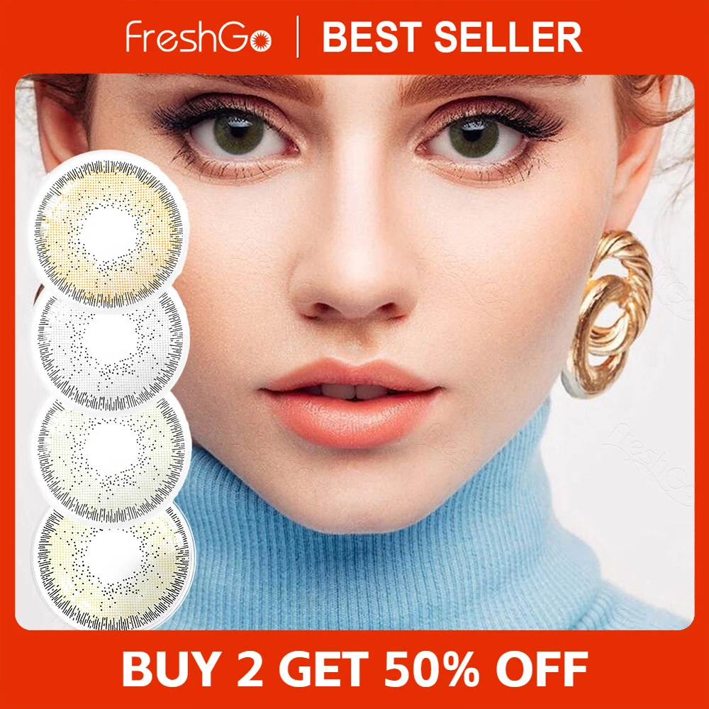 FreshGo-lentes de contacto de Color azul para ojos, lentillas de ...
