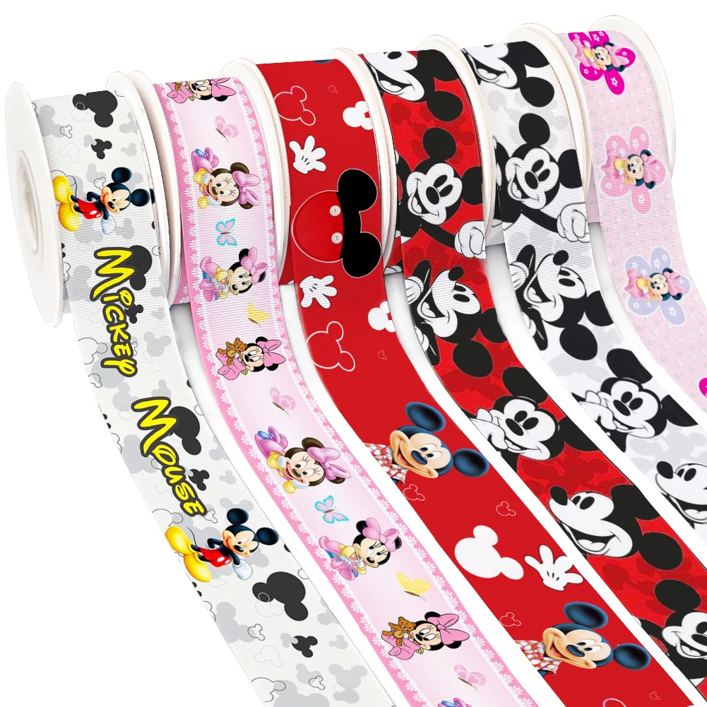 Lively-Mickey-Mouse-Ribbon-Disney-Cartoon-Printed-Grosgrain-Satin ...