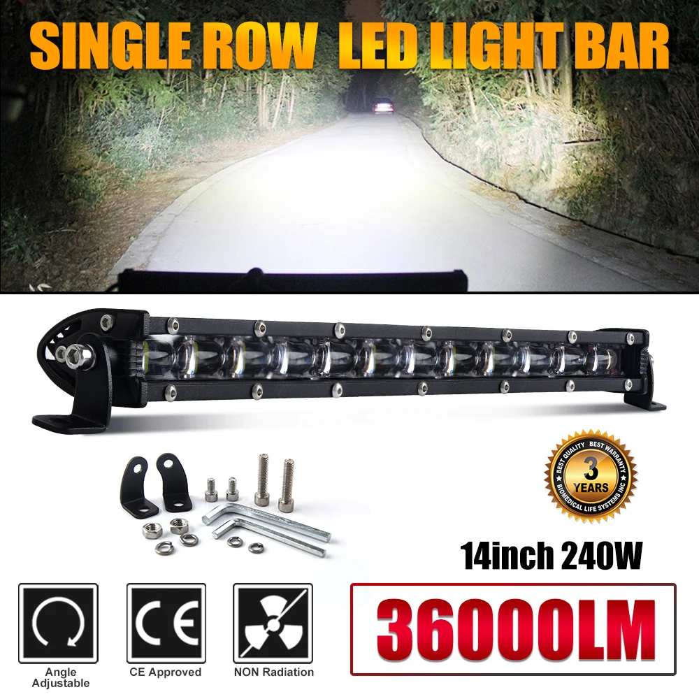 14/20inch Slim Spot LED Bar Off Road 12V 24V LED Light Bar/Work Light ...