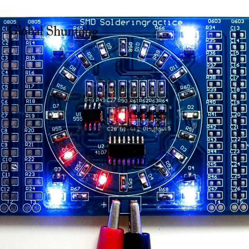DIY-CD4017-Rotating-LED-SMD-NE555-Soldering-Practice-Board-Kit-Fanny ...