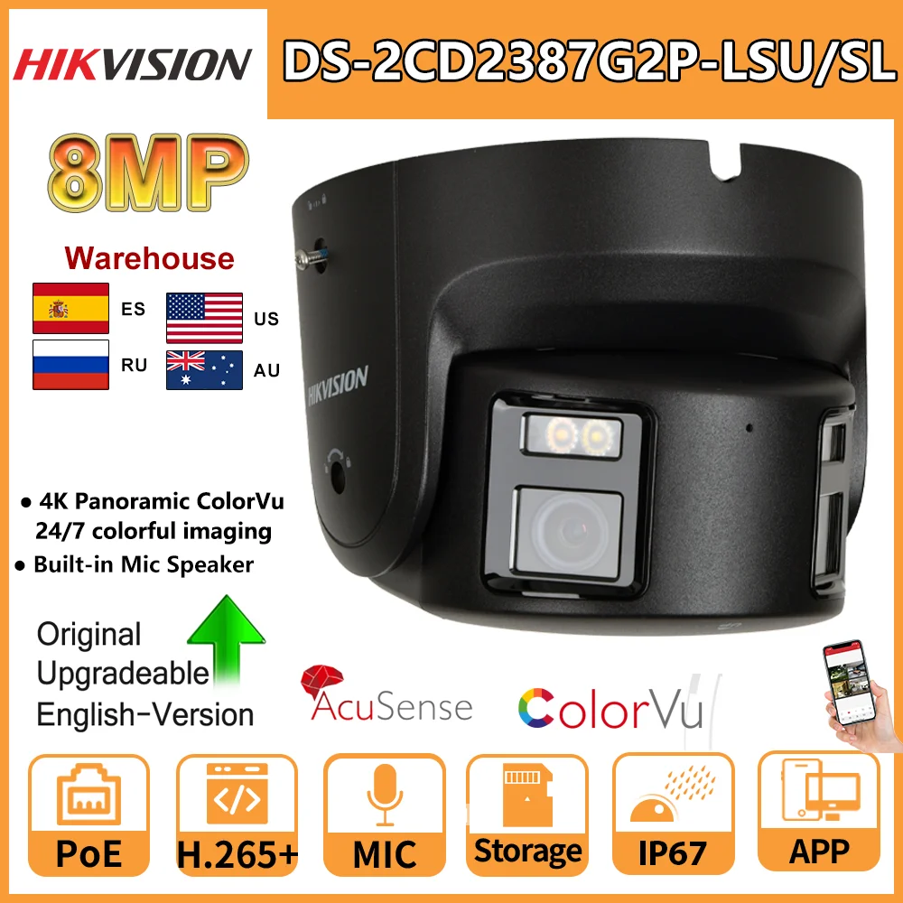 Hikvision-8MP-IP-Camera-Panoramic-ColorVu-Turret-DS-2CD2387G2P-LSU-SL-4K-Security-Double-Lens ...