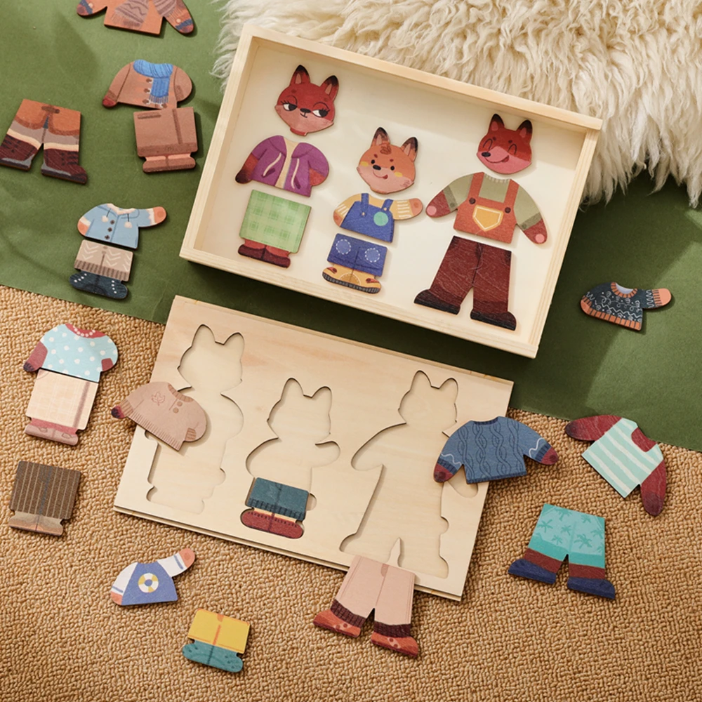 3D Wooden Jigsaw Puzzles for Children Cartoon Animal Hand eye ...