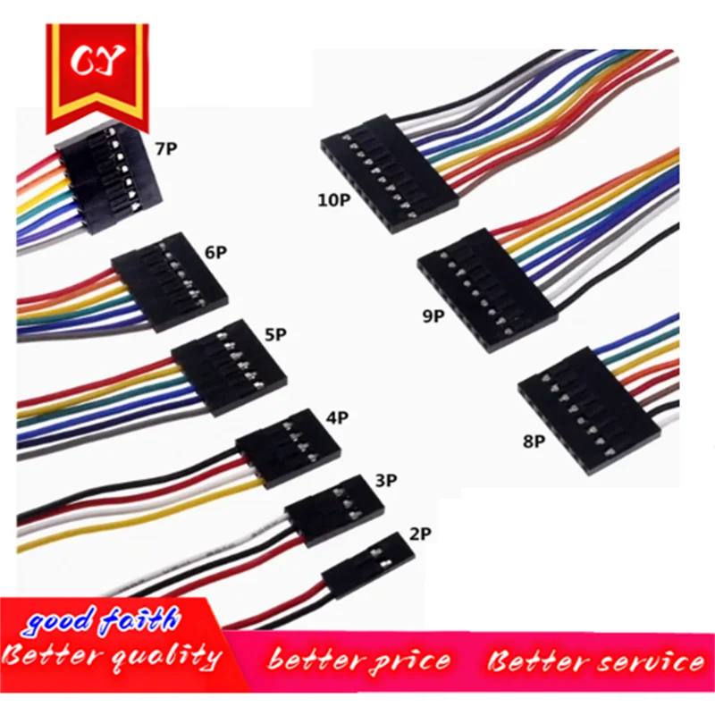 2.54MM 2.54 Wire Dupont Line female to female 1P2 3 4 5 6 7 8 9 10 12 Pin Dupont cable connector ...