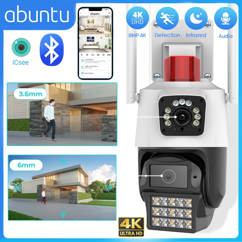 8mp 4k Ptz Ip Camera Dual Lens Dual Screen Cctv Wireless Wifi Camera ...