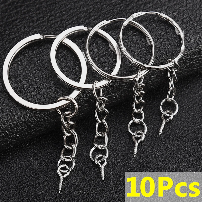10Pcs-25-30mm-Screw-Eye-Pin-Key-Chain-Key-Ring-With-Eye-Screws-Round ...