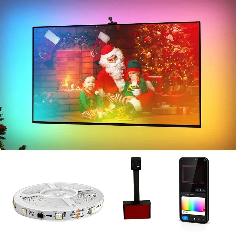 RGBIC-Wi-Fi-TV-LED-Backlight-With-1080P-Camera-Sync-To-Screen-For-55-65 ...