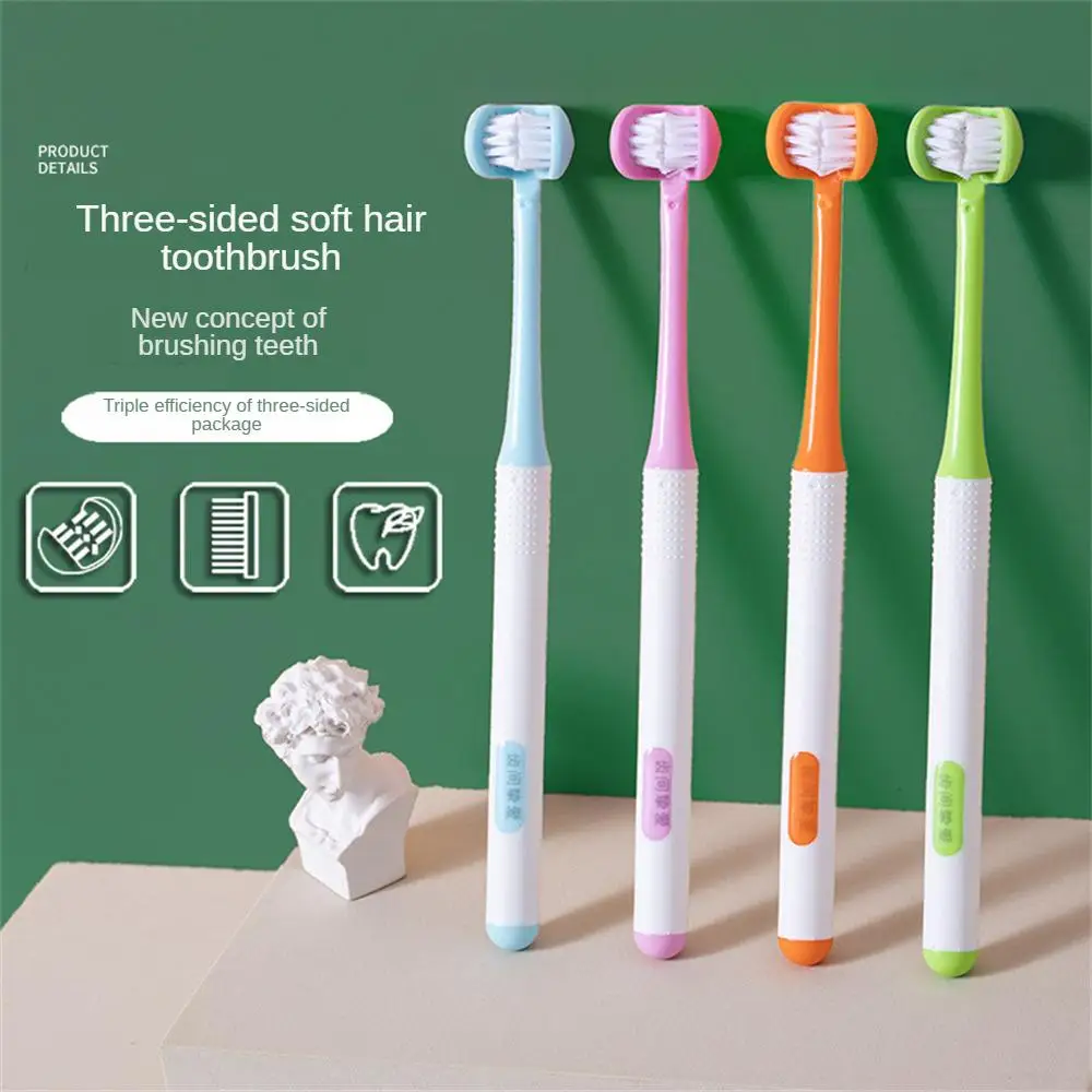 Three-Sided-Toothbrush-Soft-Bristle-Children-Adult-Toothbrushes-Tongue ...