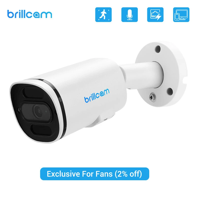 Brillcam 8MP 4K IP Camera Audio Outdoor POE H.264 H.265 Onvif Metal ...