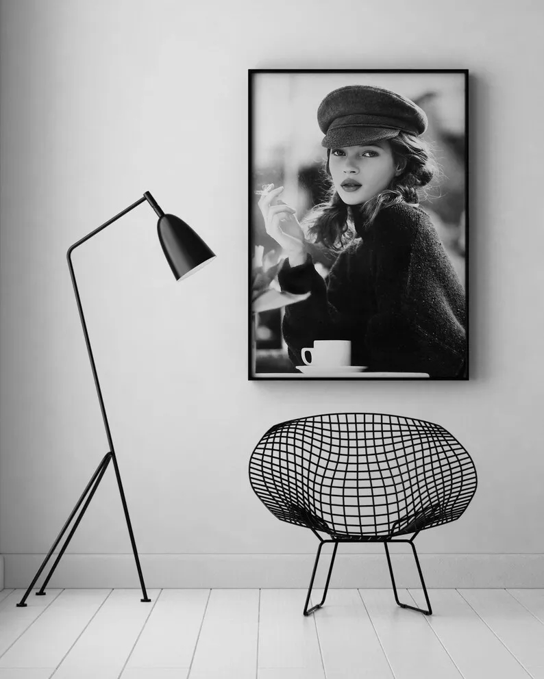 Fashion Wall Prints | Bedroom Decor | Supermodel Kate Poster | Black ...