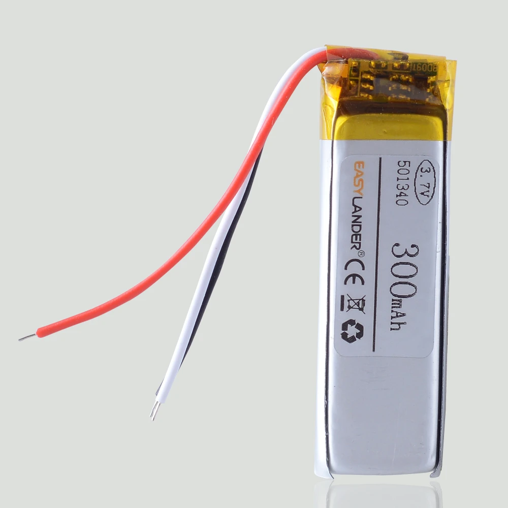 3 Wire 501340 300mAh Polymer Li ion Battery For TWS Bluetooth EARBUDS ...
