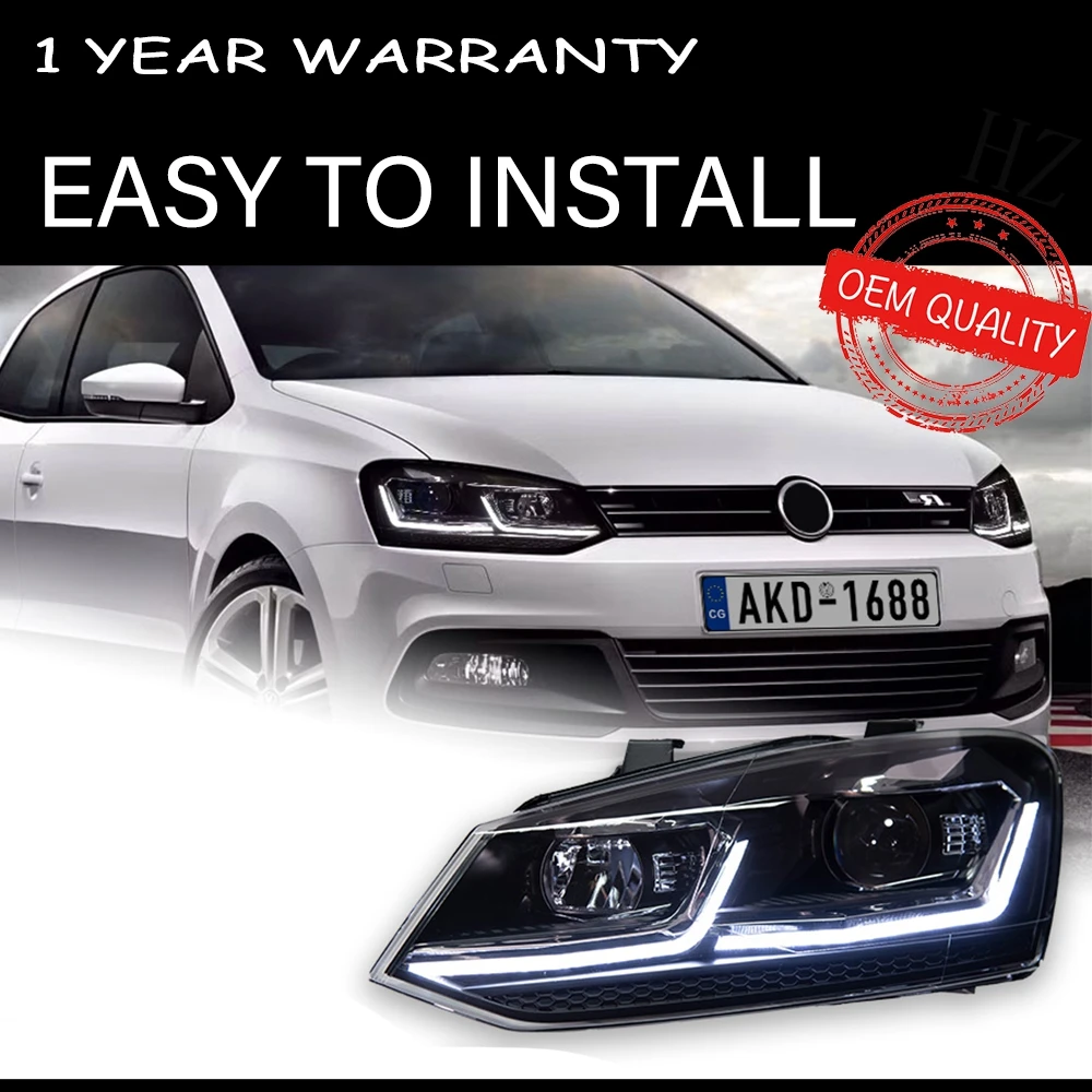 Headlight for VW Polo TSI 2011-2018 Car DRL Hella автомобильные товары ...