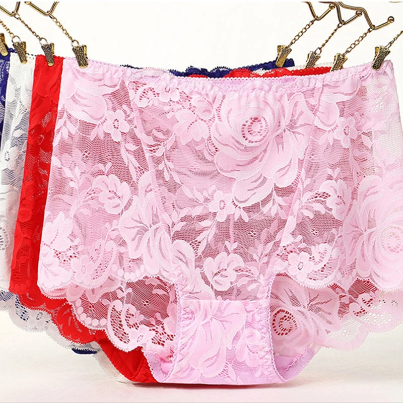 New Sexy Lace Plus Size Panties Women Underwear Large Size Thin